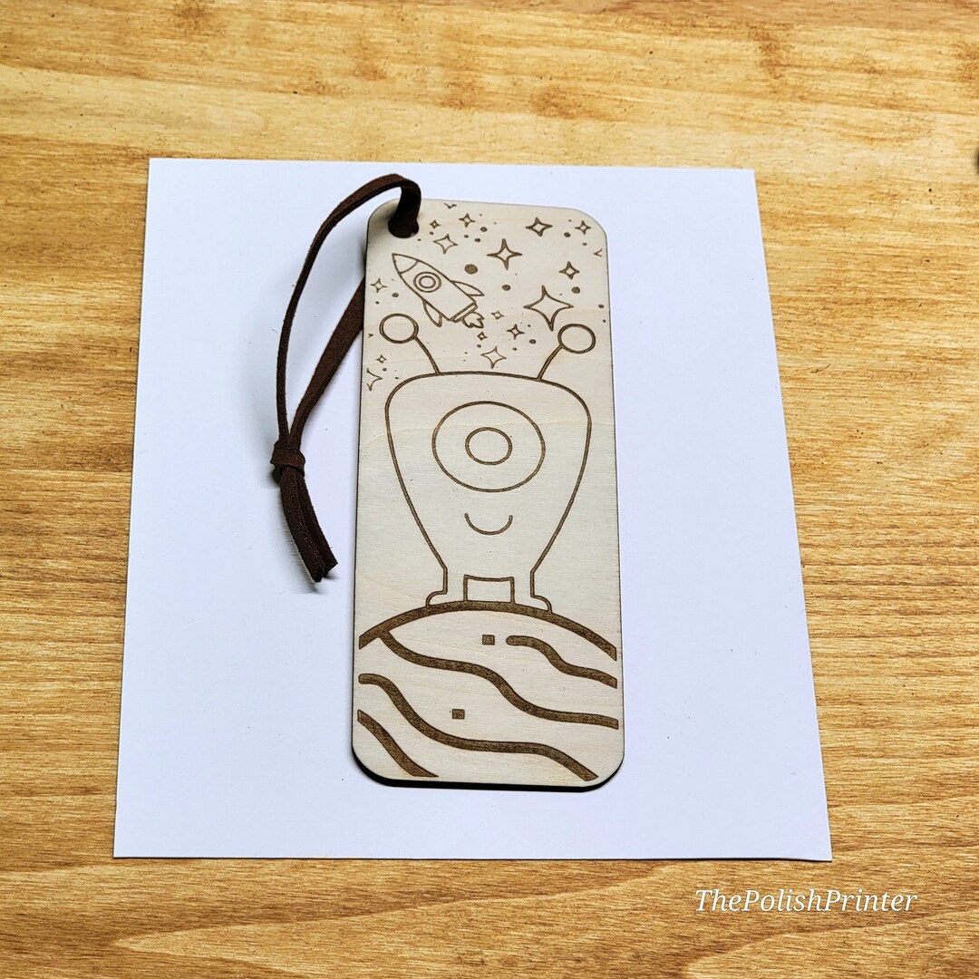 Alien Bookmark: Unique Custom Wooden Bookmark, Laser Engraved, Book ...