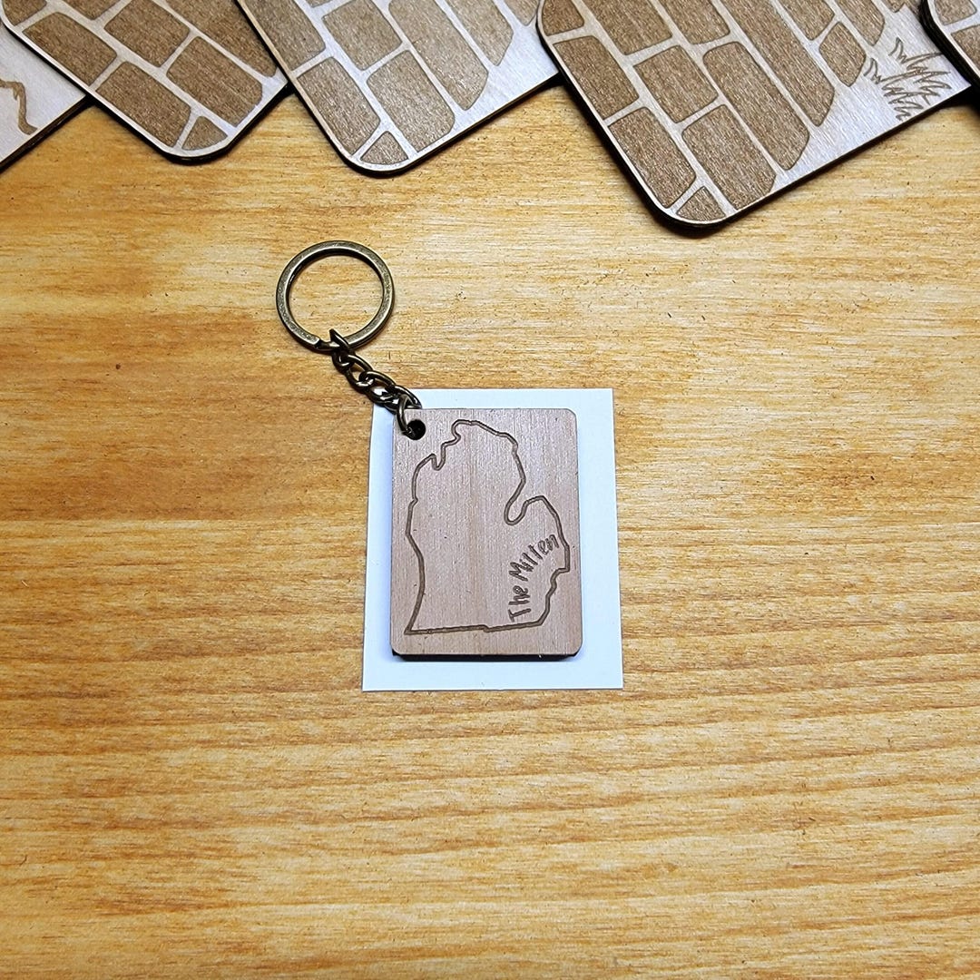Laser Engraved Michigan Wood Keychain: the Mitten, U.P. - Etsy