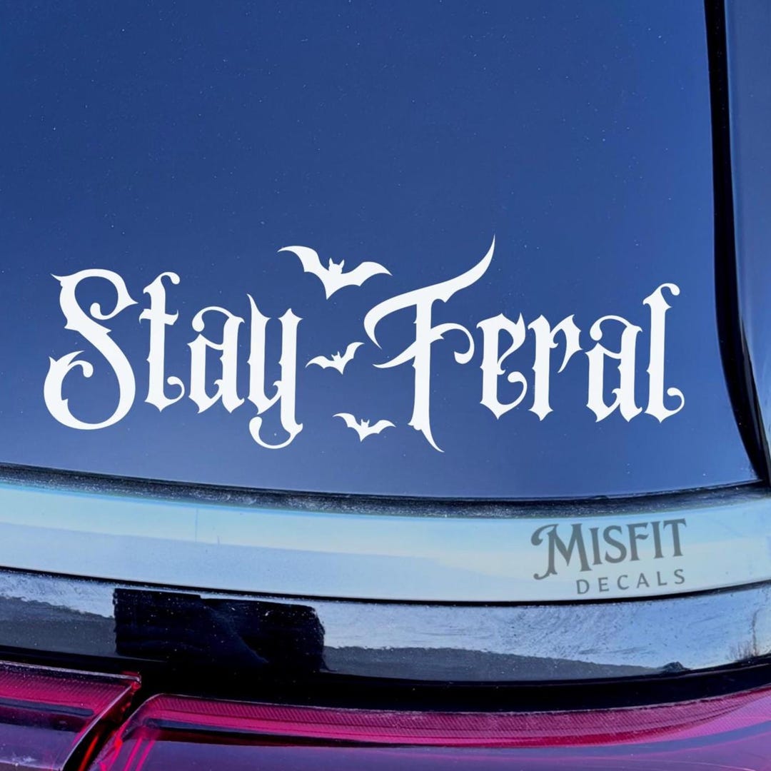 Stay Feral Car Decal Bat Goth Car Bumper Stickers Spooky Car Decal ...