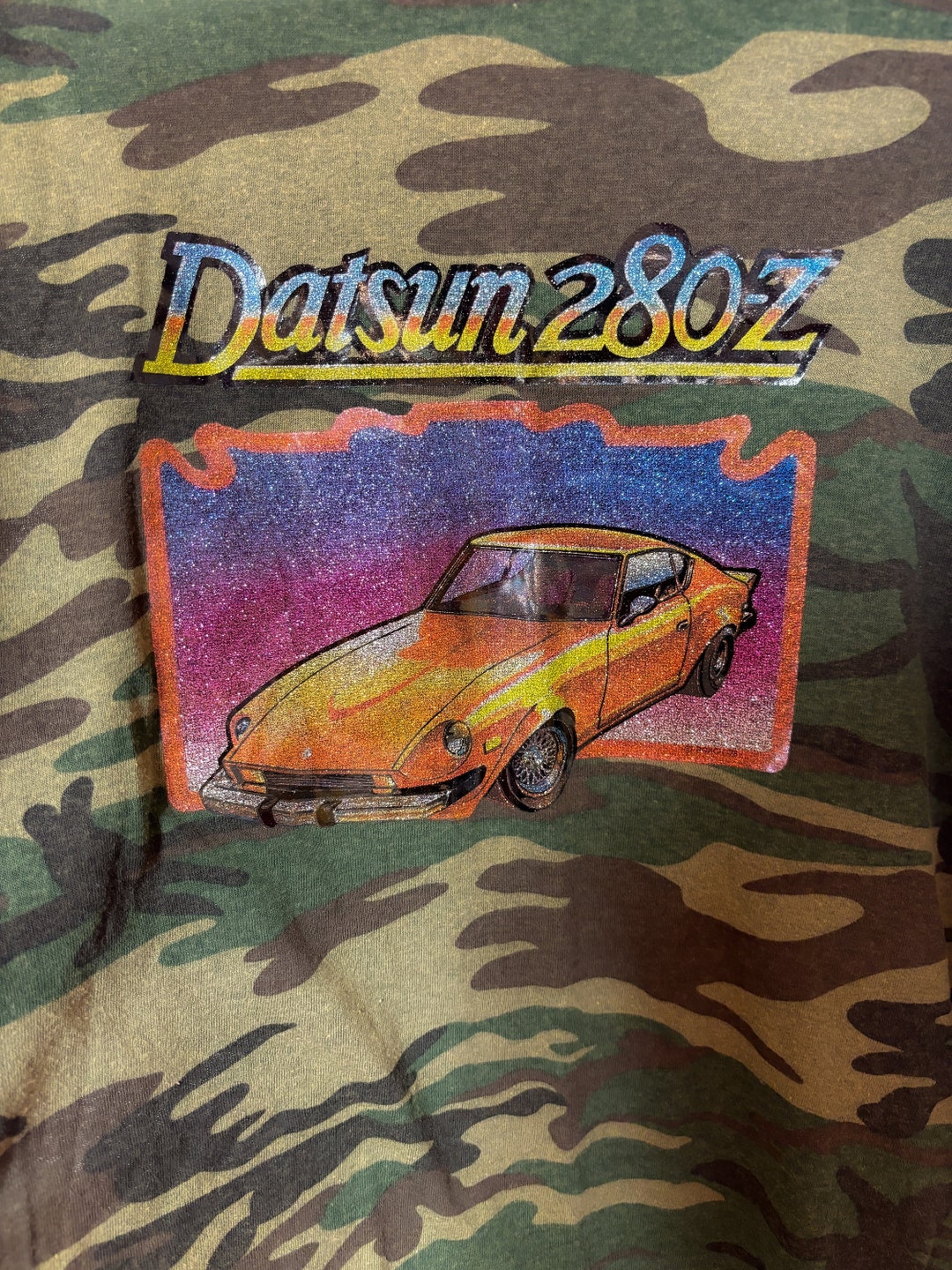 Vintage Datsun 280Z Glitter Graphic Tee - Green Camo Mens XL - Etsy