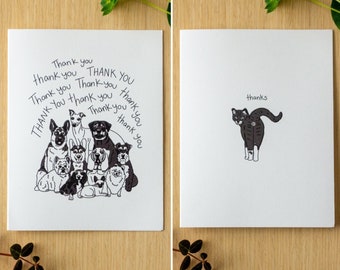 Dog and Cat Thank You Cards - Etsy