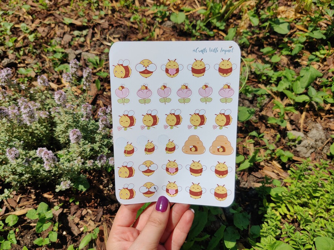 Cute Bee Sticker Sheet, Journaling Sticker Sheet, Cute Cats Sticker ...