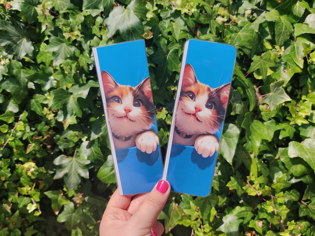 Cute Cartoon Cat Laminated Bookmark, Adorable Bookmark, Animal Bookmark ...