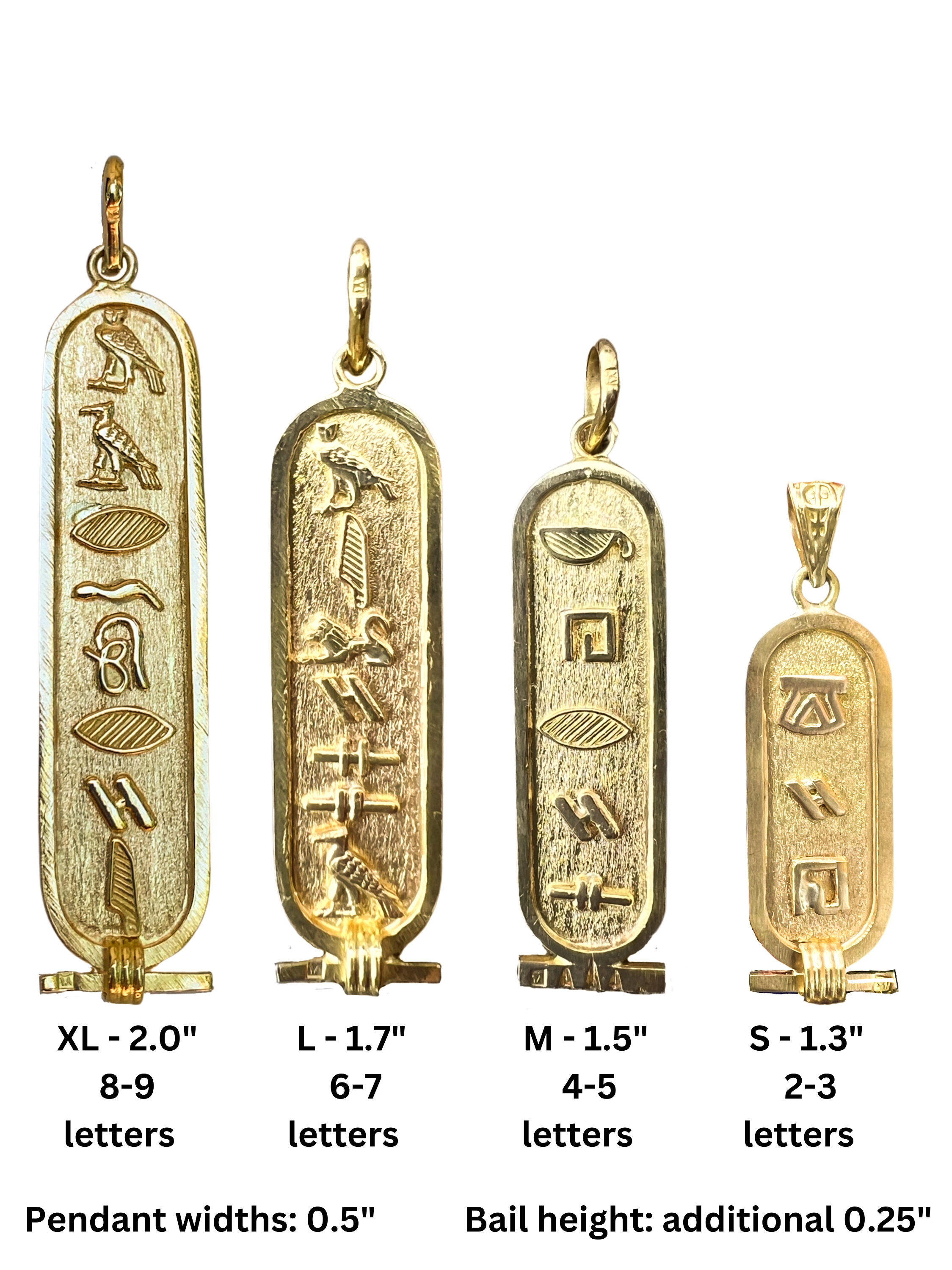 Two-sided Personalized 18K Gold Egyptian Hieroglyphic Cartouche Pendant ...