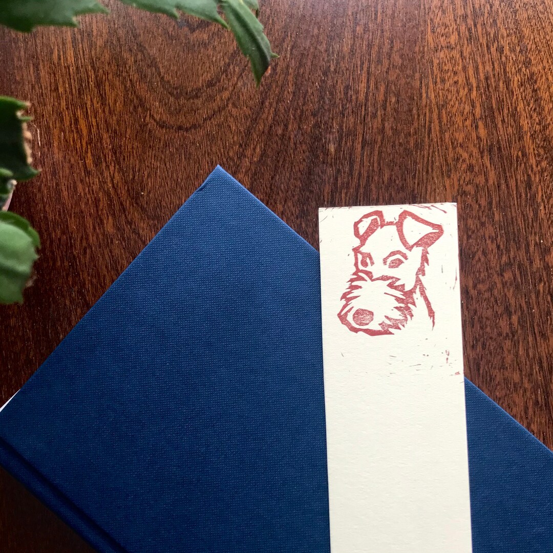 Fox Terrier Handmade Bookmark Lino Print Made in the UK - Etsy.de