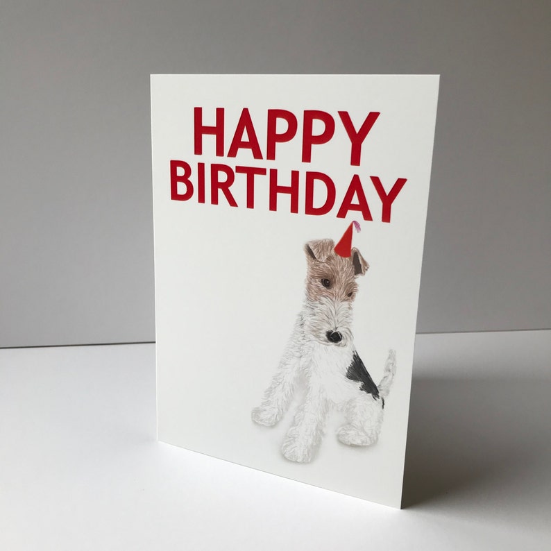 Happy Birthday Fox Terrier Card | Wired Hair Fox Terrier | Birthday ...