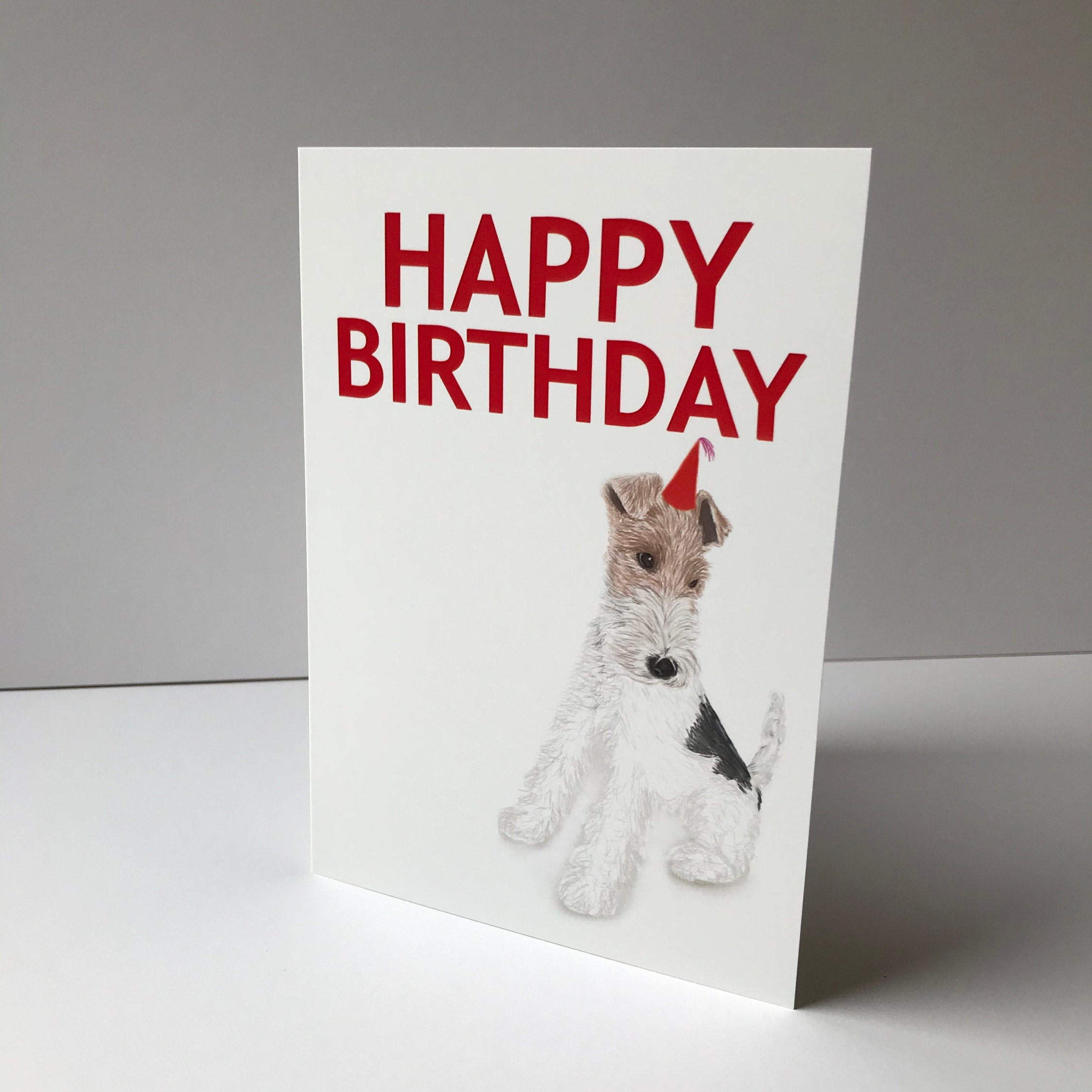Happy Birthday Fox Terrier Card Wired Hair Fox Terrier Birthday Card ...
