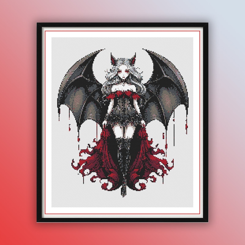 Vampire Girl Cross Stitch - Etsy