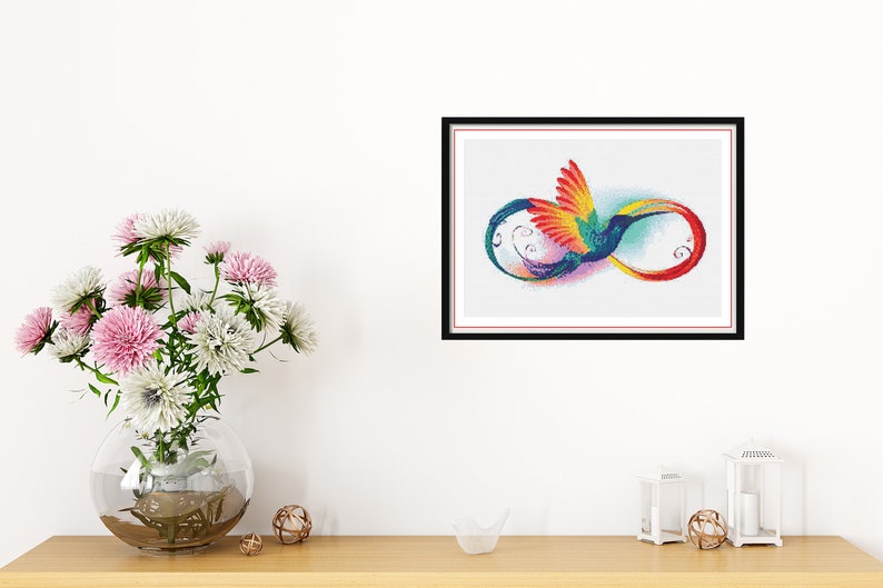 Watercolor Infinity Symbol With Hummingbird Counted Cross - Etsy