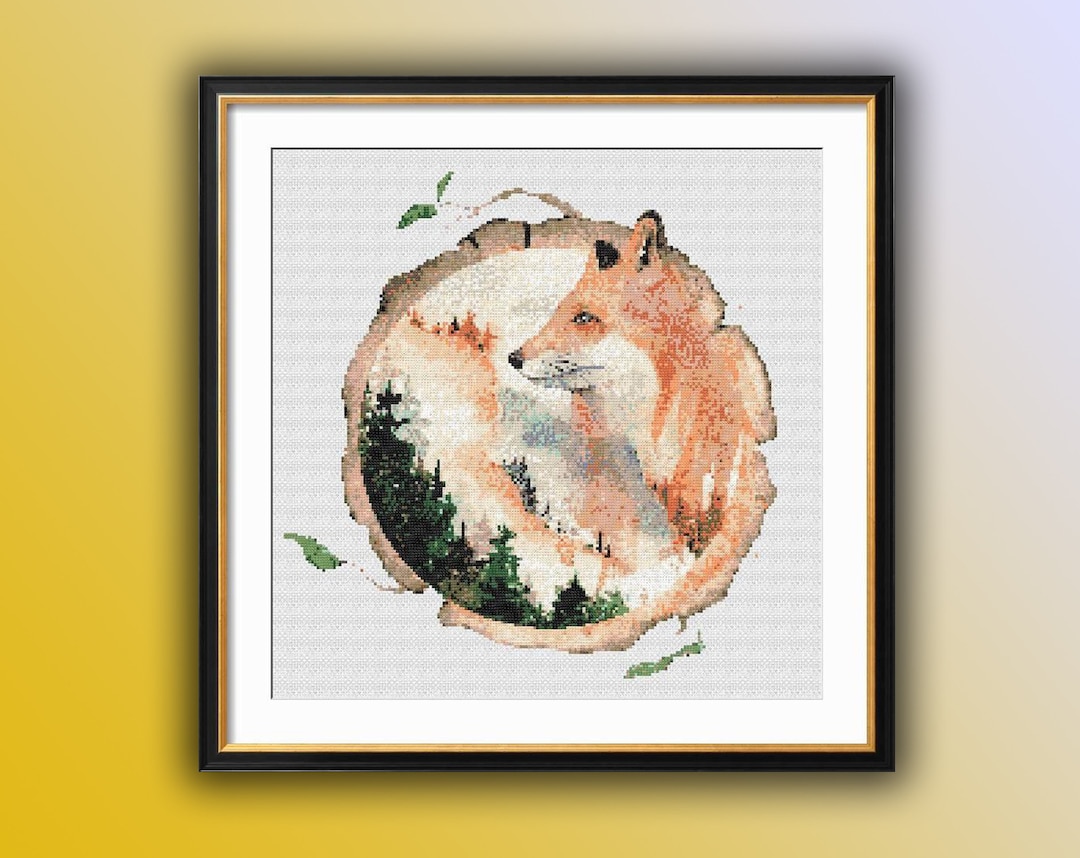 Watercolor Fox Counted Cross Stitch PDF Pattern Wild Animals - Etsy
