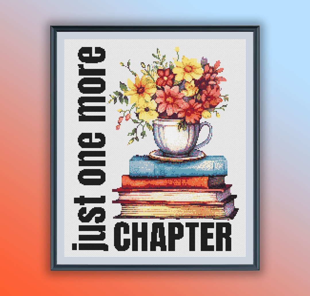 Watercolor Books and Flowers Counted Cross Stitch PDF Pattern, Quotes ...