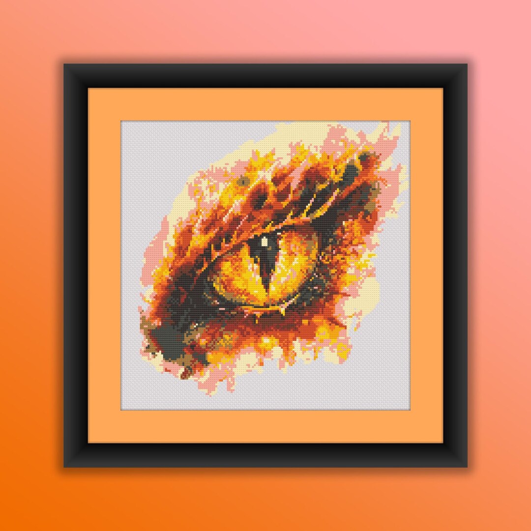 Mystical Watercolor Dragon Eye Embroidery Pattern: Modern Cross Stitch ...