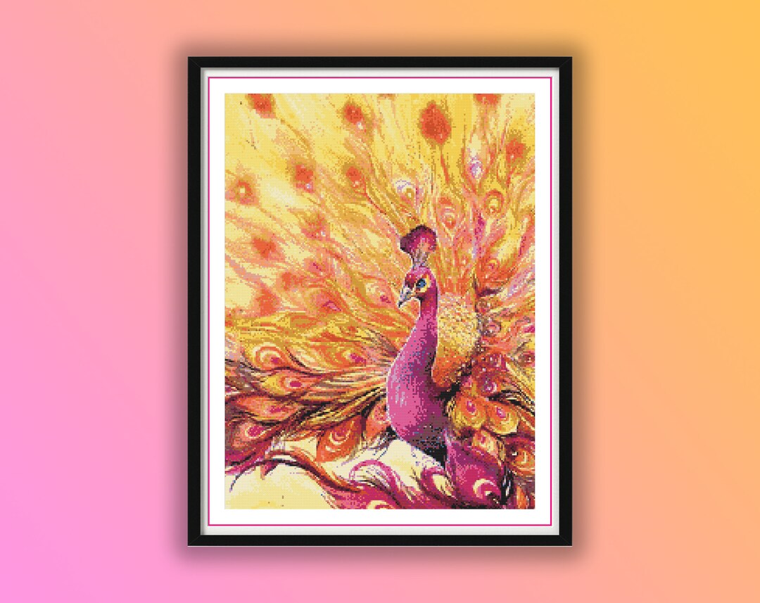 Watercolor Peacock Counted Cross Stitch PDF Pattern, Colorful Birds ...