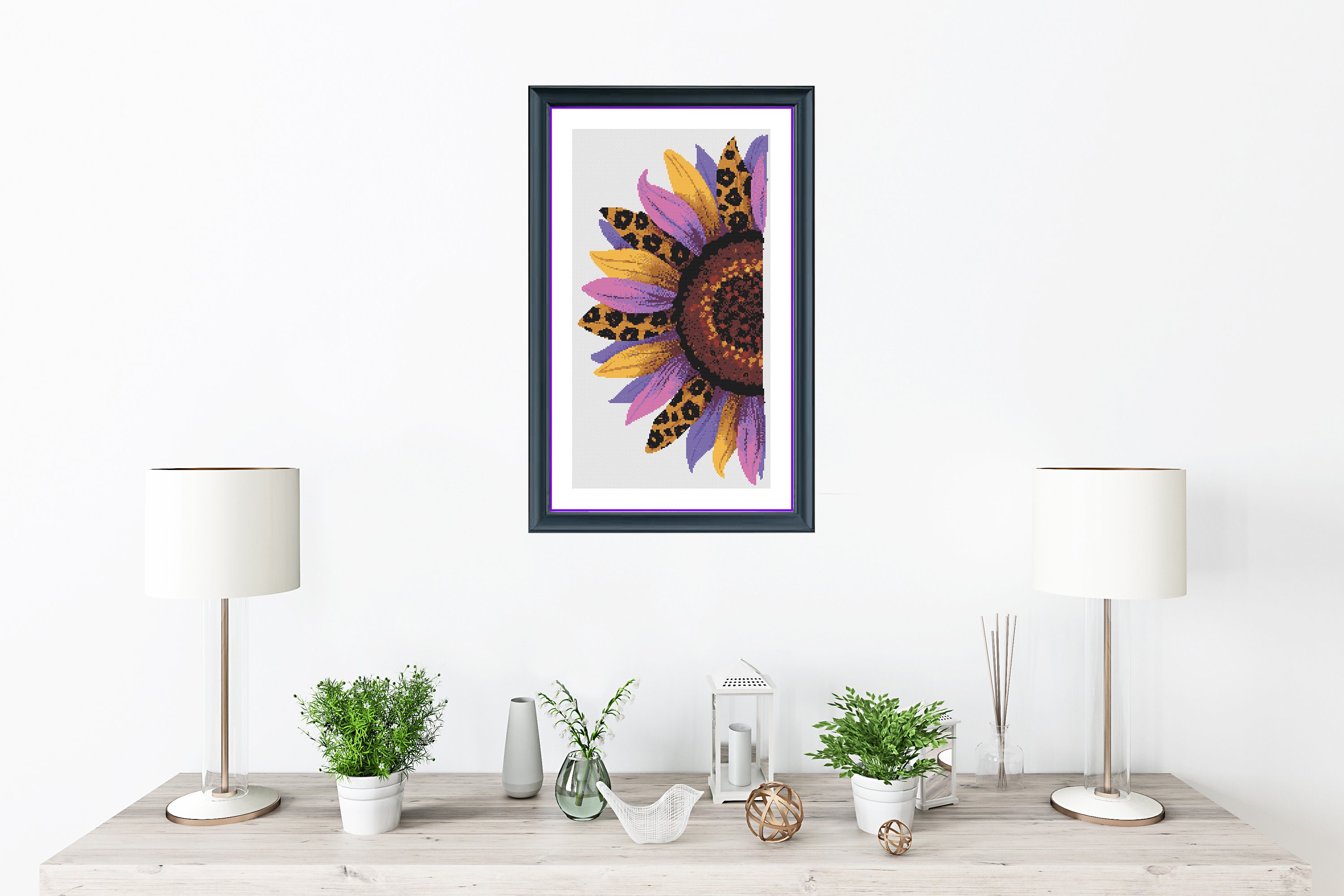 Western Sunflower Counted Cross Stitch PDF Pattern Halloween - Etsy