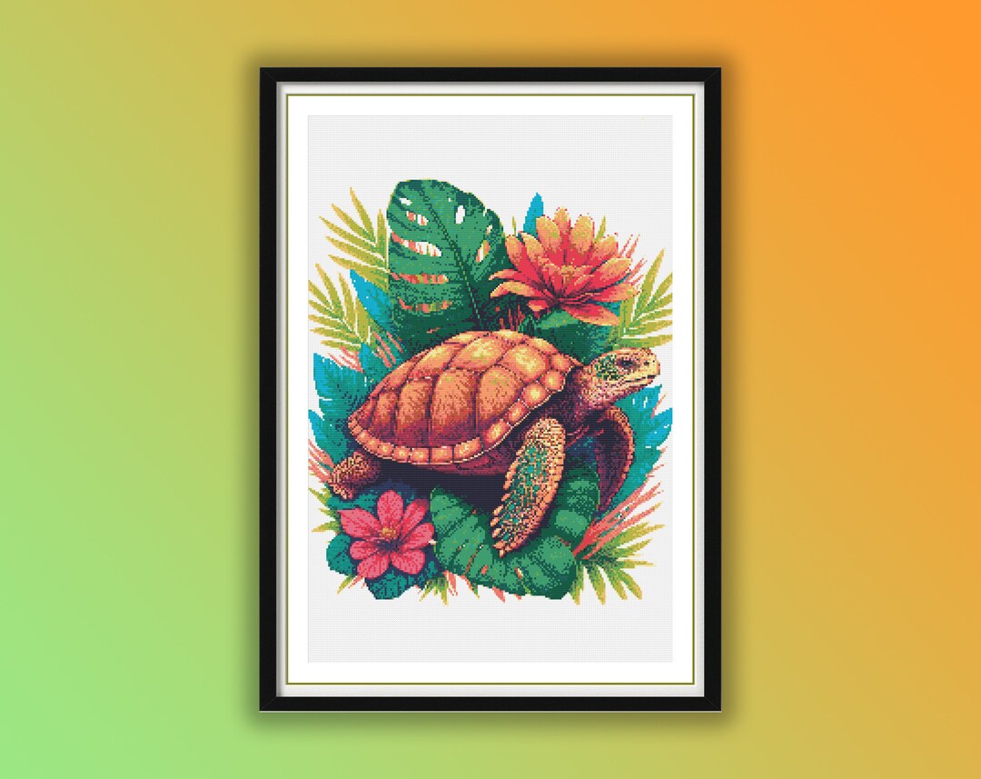 Watercolor Sea Turtle Counted Cross Stitch Pattern, Marine Cross Stitch ...