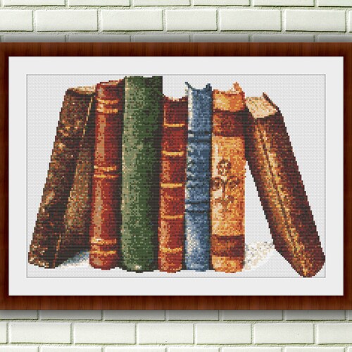 Watercolor Vintage Book and Flowers Counted Cross Stitch PDF | Etsy