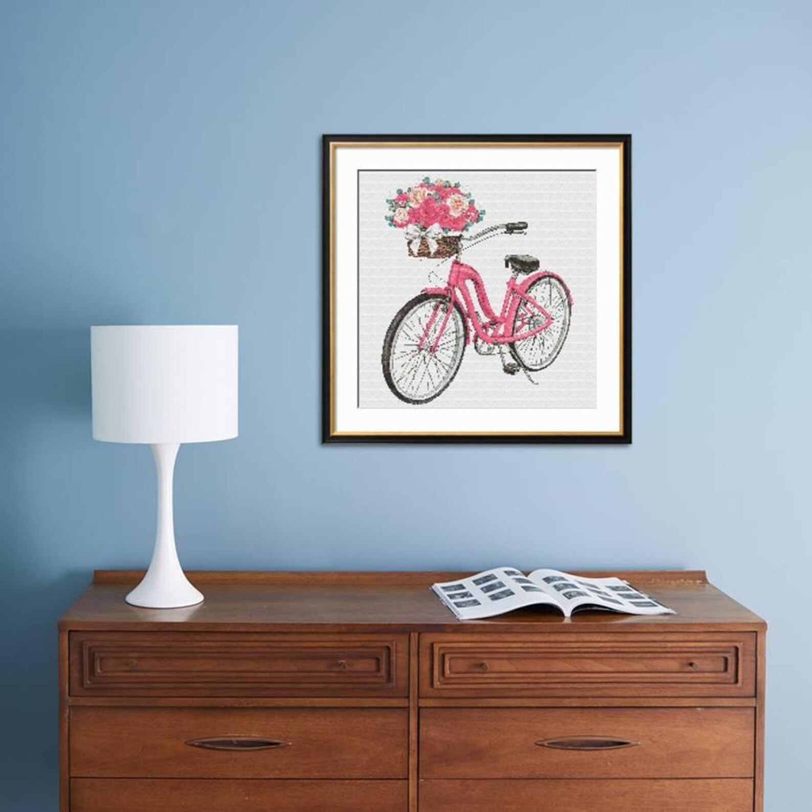 Vintage Spring Bike Cross Stitch Pattern Bicycle Pattern | Etsy