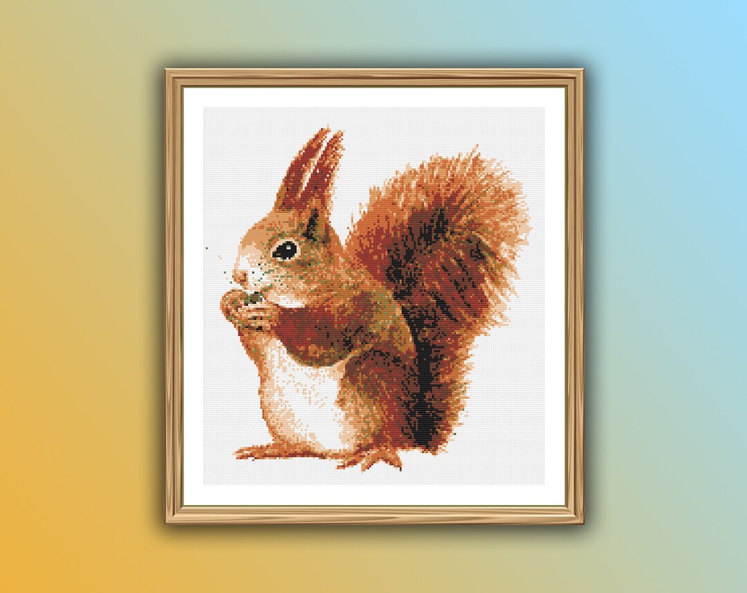 Cute Squirrel Counted Cross Stitch Pattern, Baby Squirrel Cross Stitch ...