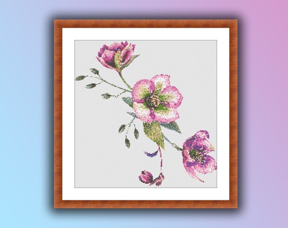 Watercolor Spring Flowers Counted Cross Stitch PDF Pattern - Etsy