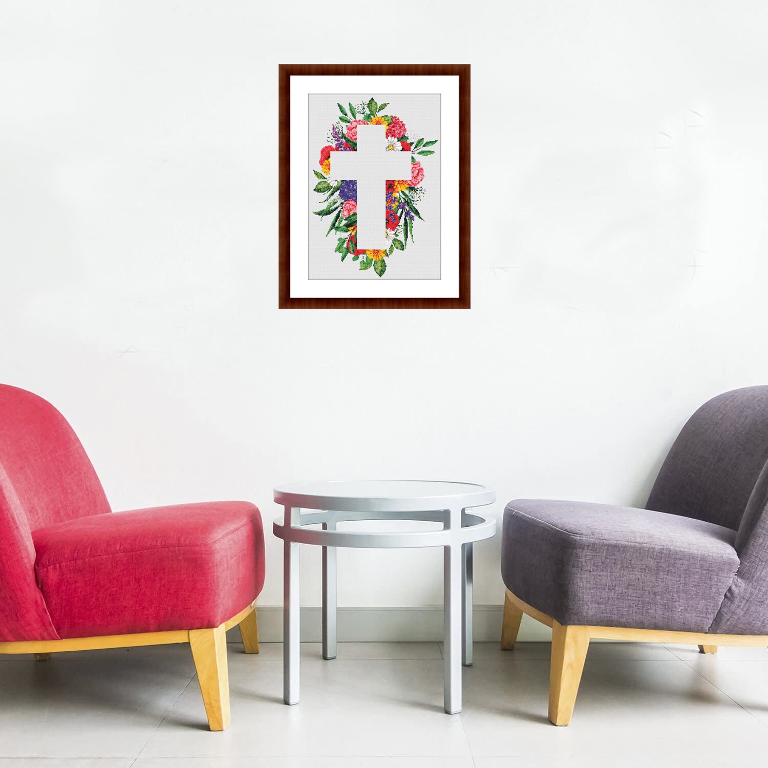 Floral Christian Cross Embroidery Pattern: Easter Religious Needlework ...