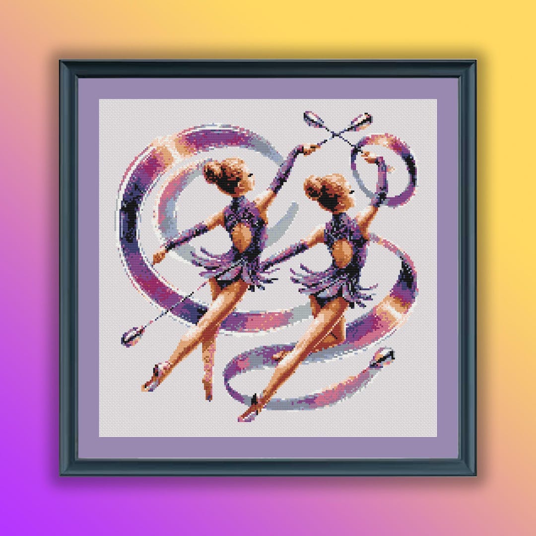 Watercolor Baton Twirling Girls Cross Stitch Pattern - Modern Hand ...