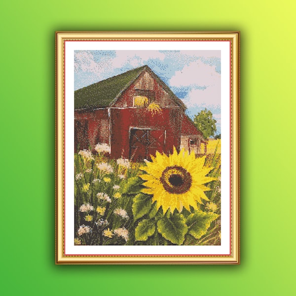 Red Barn Cross Stitch - Etsy