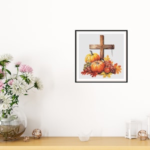 Watercolor Christian Fall Cross Counted Cross Stitch PDF Pattern ...