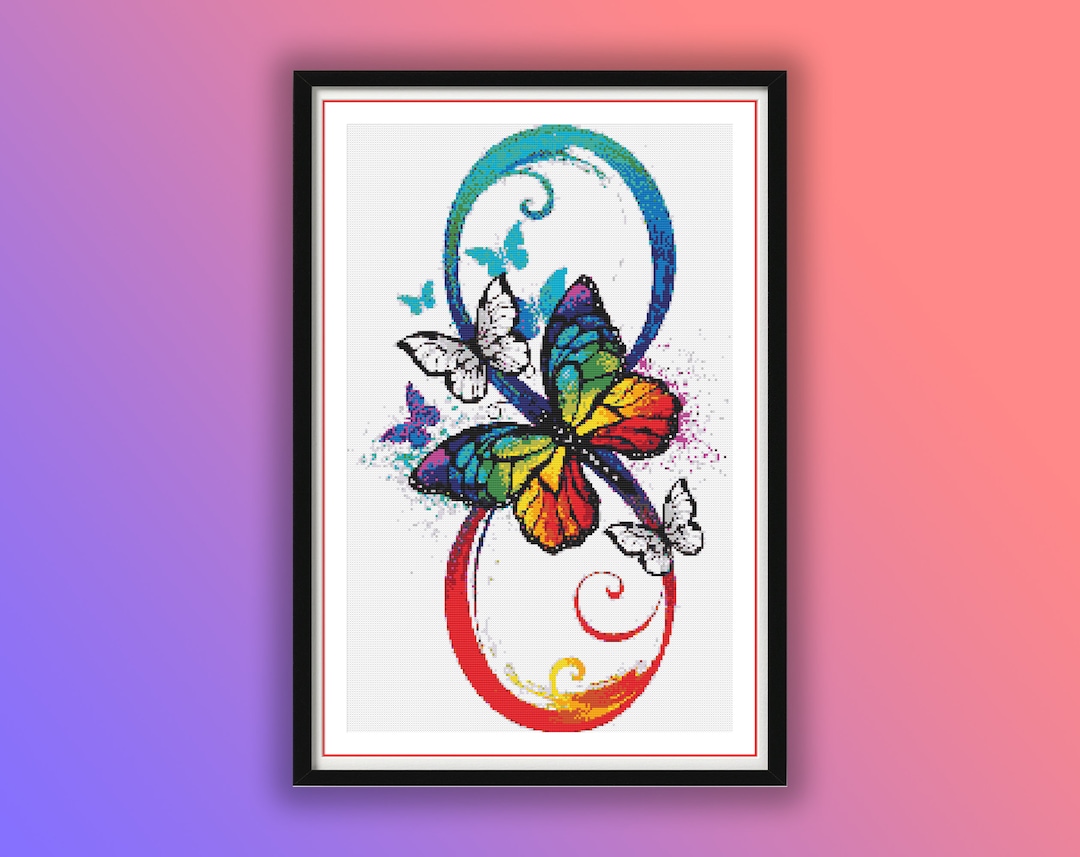 Watercolor Infinity Symbol With Butterfly Counted Cross Stitch PDF ...