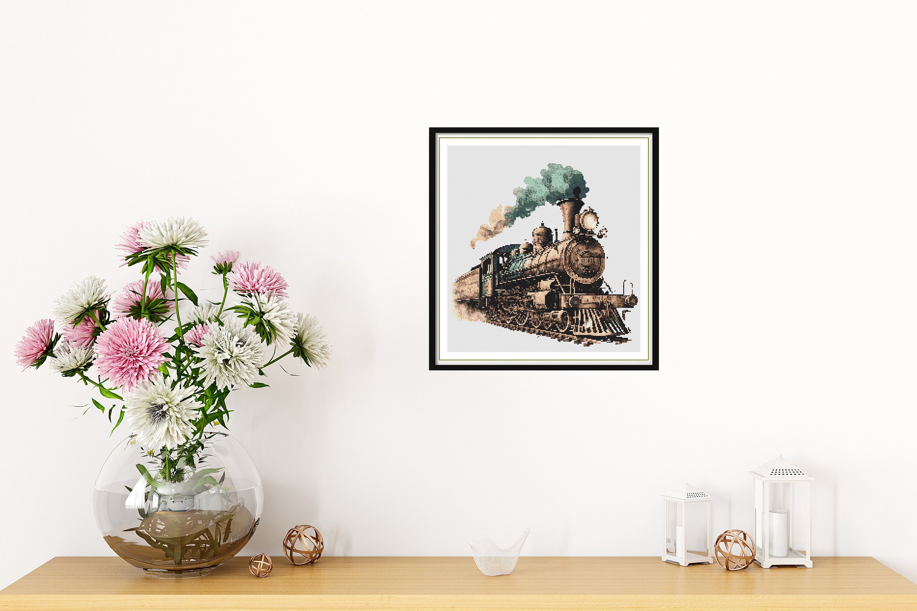 Vintage Steam Locomotive Cross Stitch Pattern: PDF Chart for Hand ...