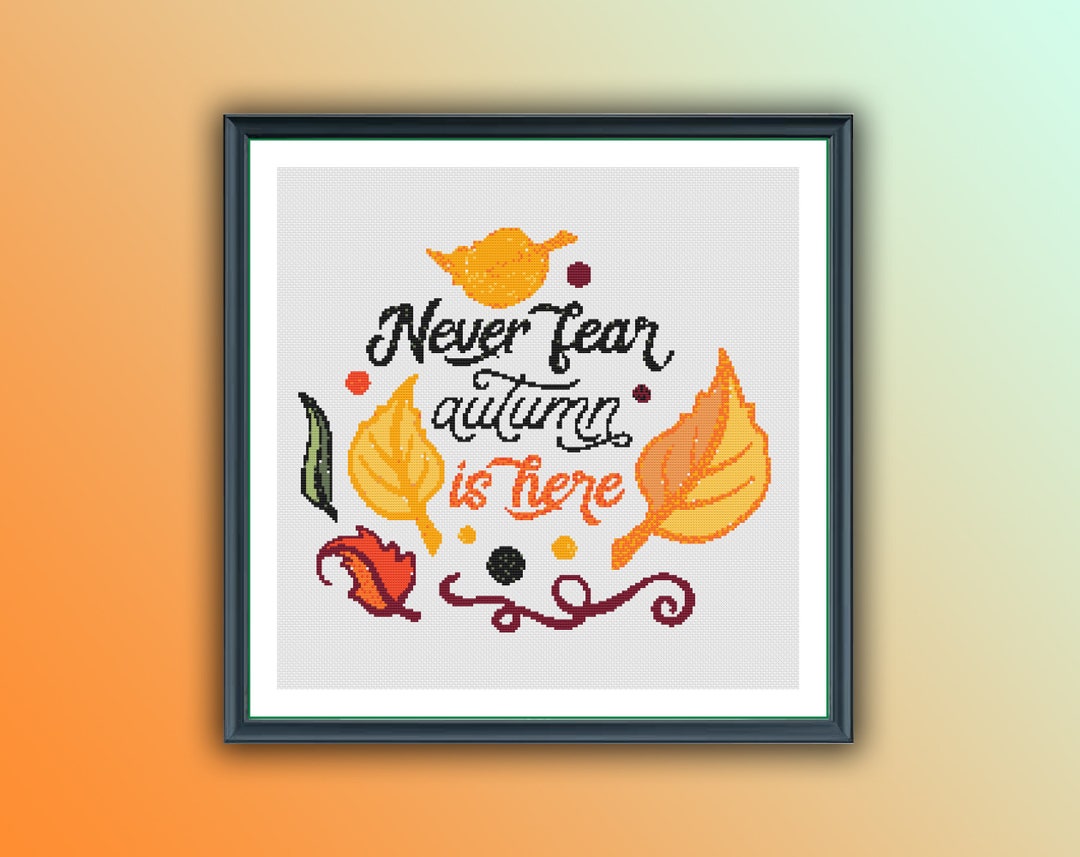 Watercolor Fall Leaves Counted Cross Stitch PDF Pattern, Autumn Cross ...
