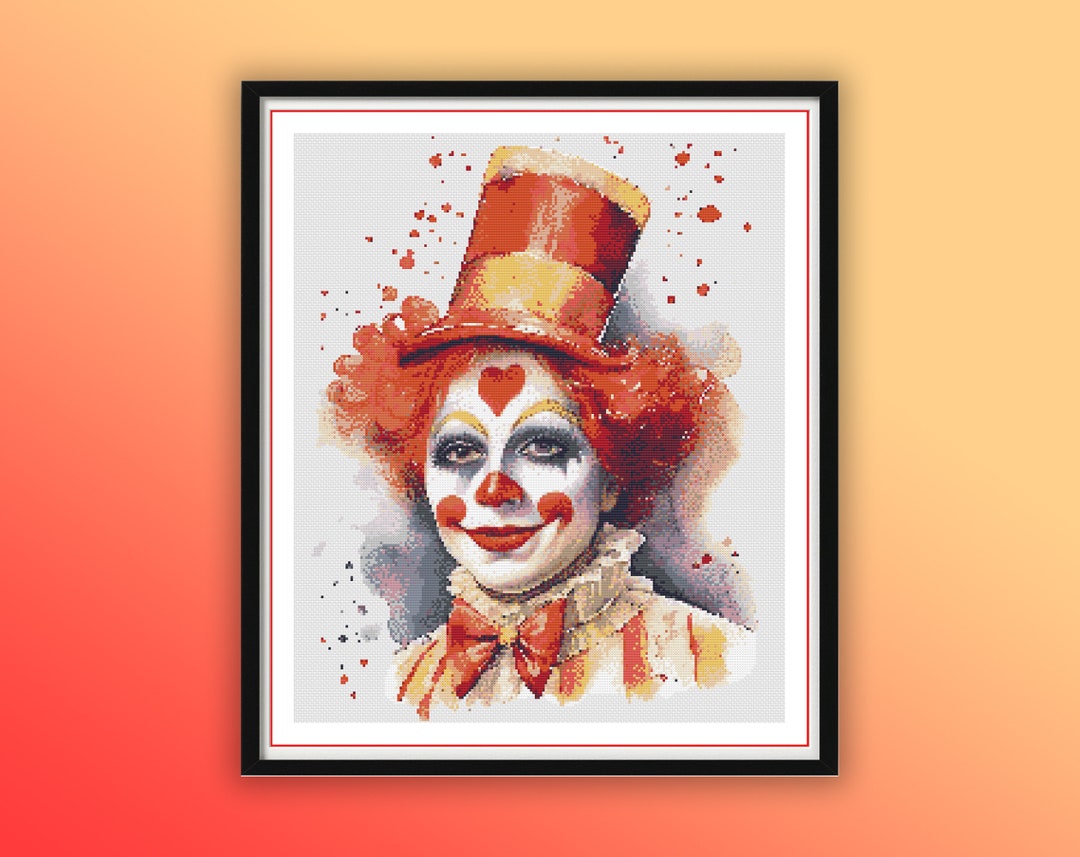 Watercolor Vintage Buffoon Counted Cross Stitch PDF Pattern, Victorian ...