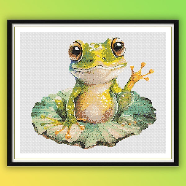 Cross Stitch Funny Frogs - Etsy