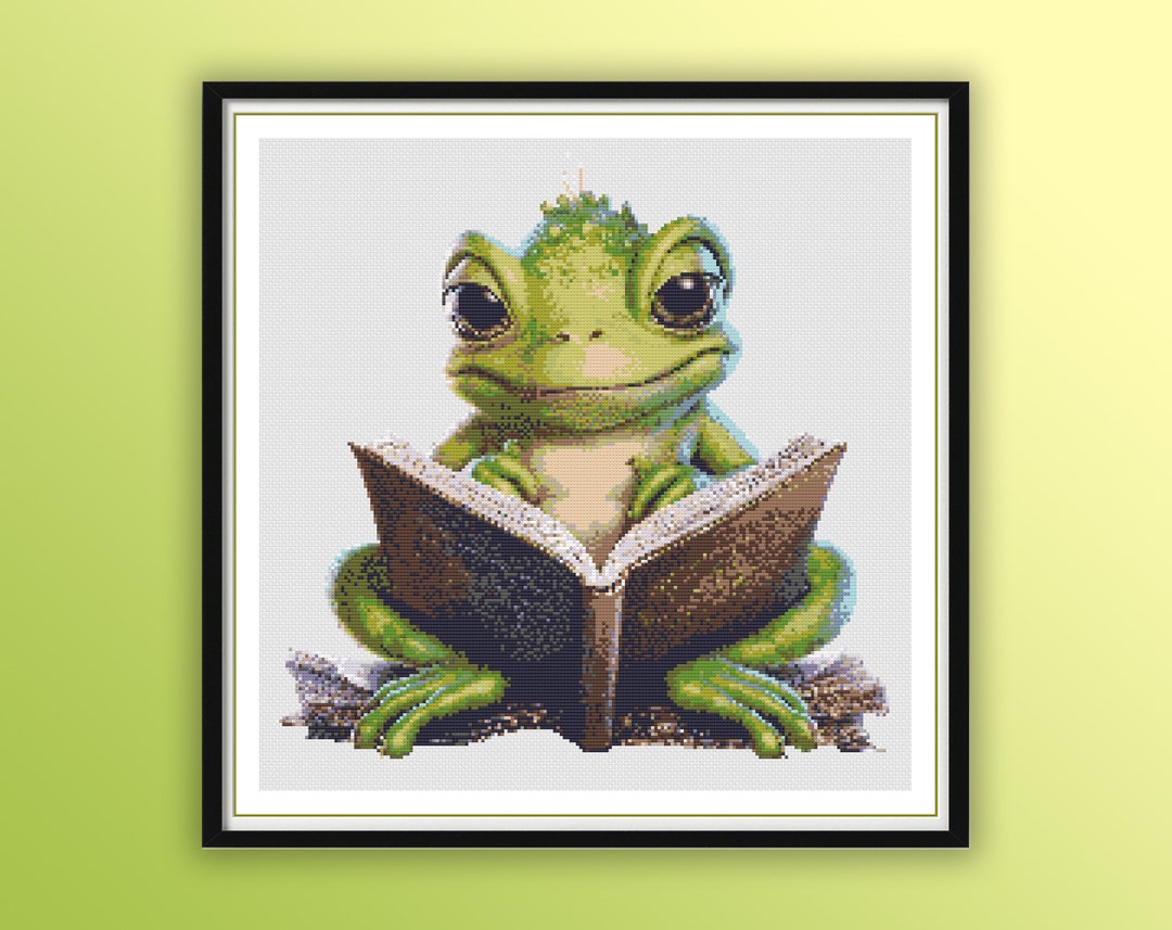 Studious Frog Watercolor Cross Stitch Pattern: Back to School ...