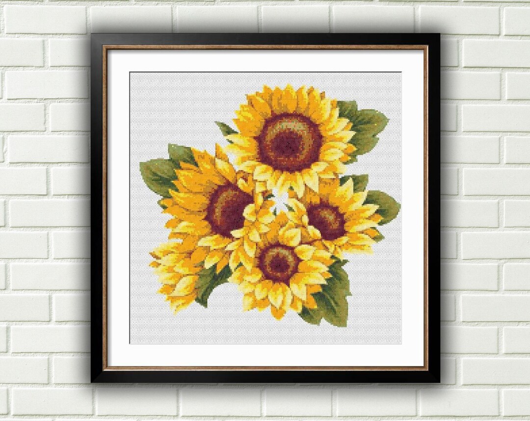 Sunflowers Counted Cross Stitch PDF Pattern, Bouquet Cross Stitch ...