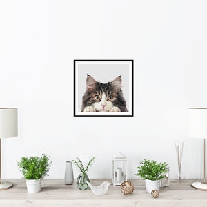 Watercolor Peeking Cat Counted Cross Stitch PDF Pattern, Norwegian ...