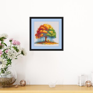 Counted Cross Stitch PDF Pattern, Watercolor Big Autumn Tree, Autumn ...