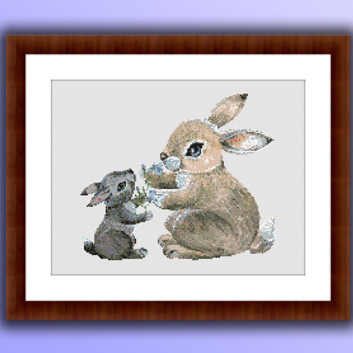Watercolor Rabbit Counted Cross Stitch Pattern Pdf Animal - Etsy