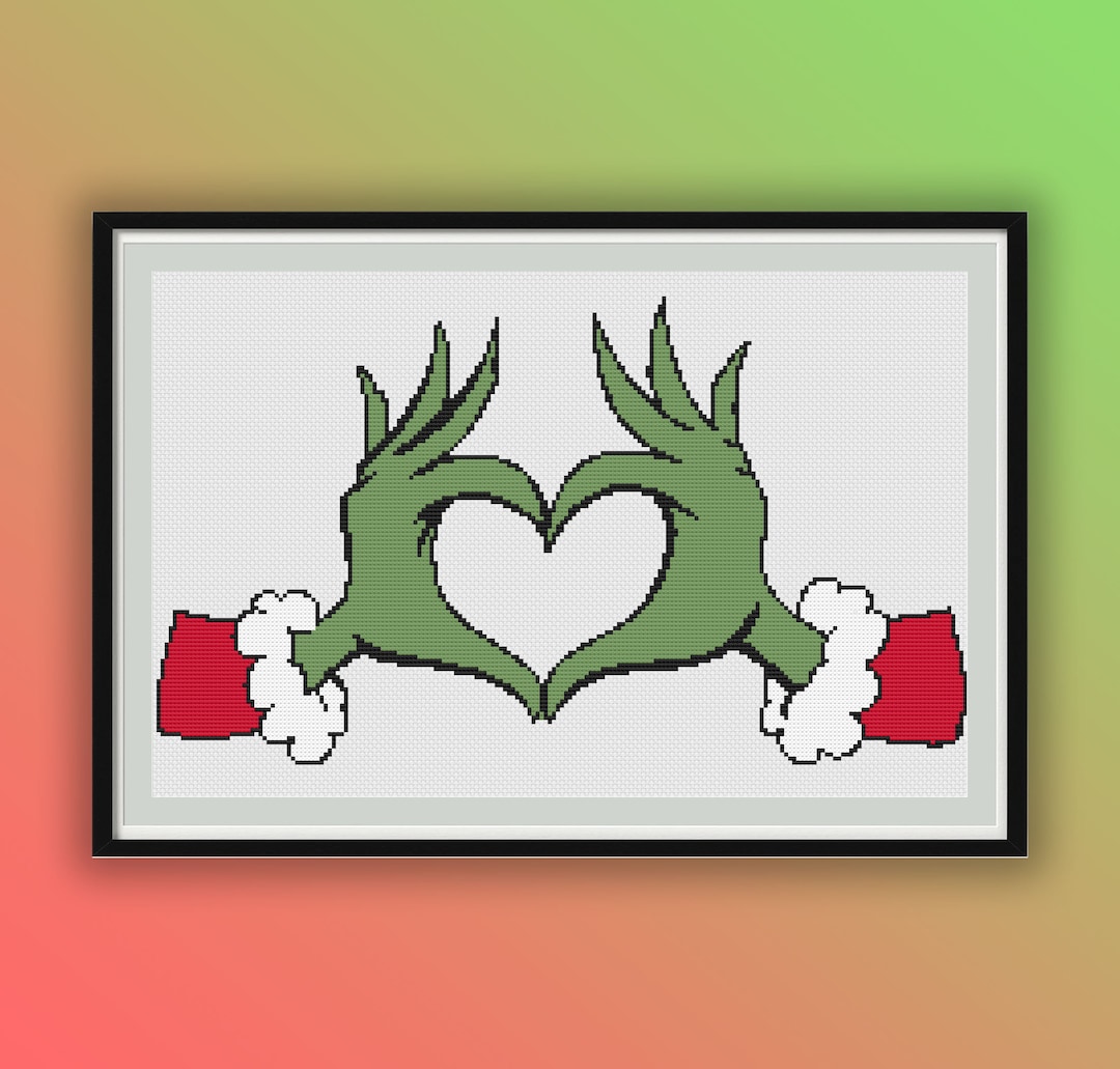 Patrón de punto de cruz contado "Manos del Grinch: Amor Navideño ...