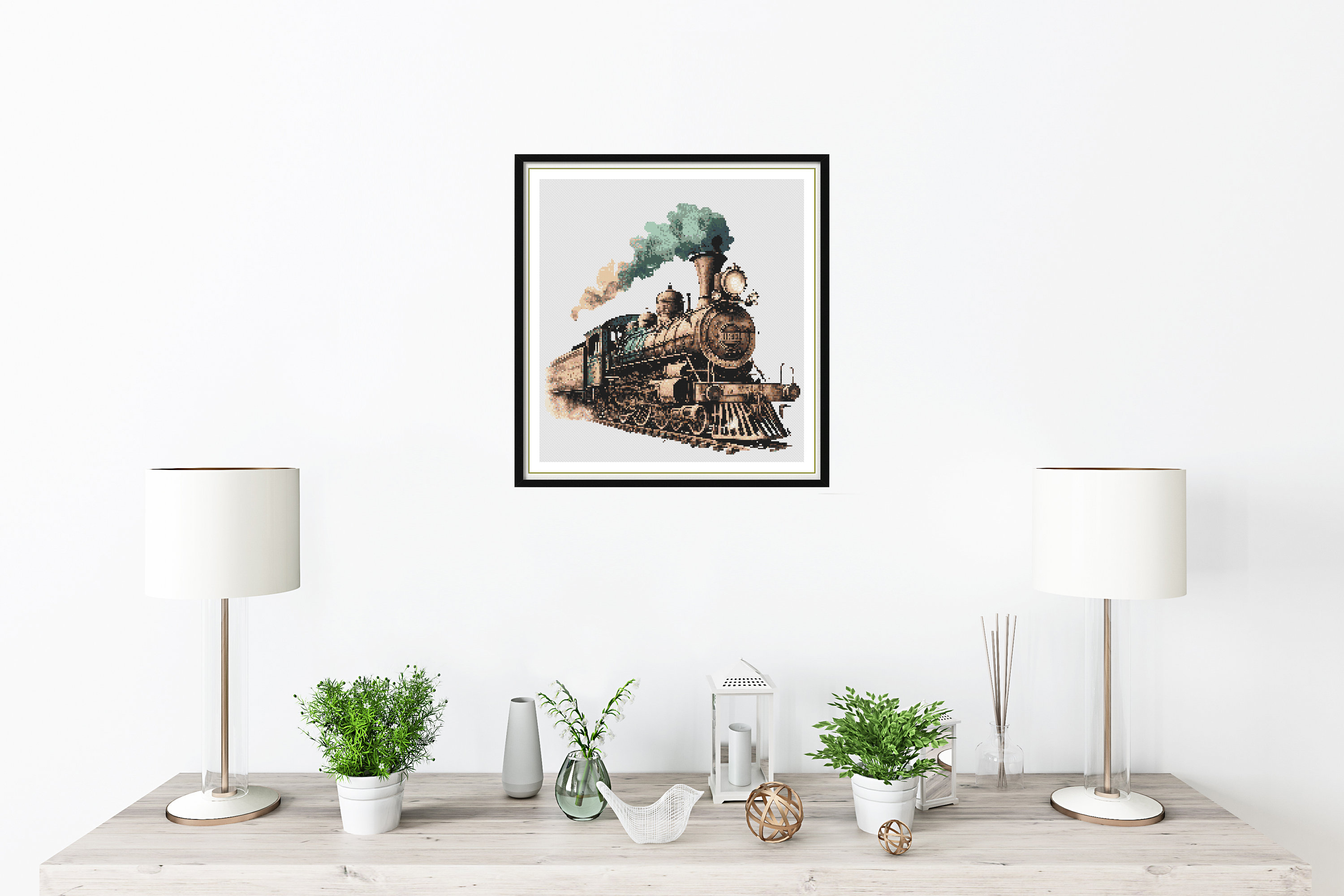 Vintage Steam Locomotive Cross Stitch Pattern: PDF Chart for Hand ...