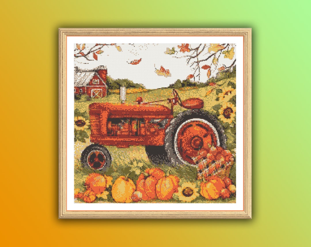 Fall on the Farm Counted Cross Stitch PDF Pattern, Village Landscape ...