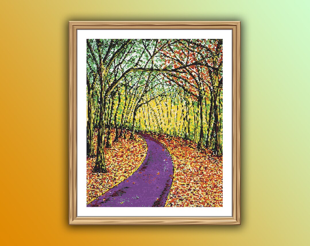 Fall Landscape Oil Pastels Style Counted Cross Stitch PDF Pattern ...
