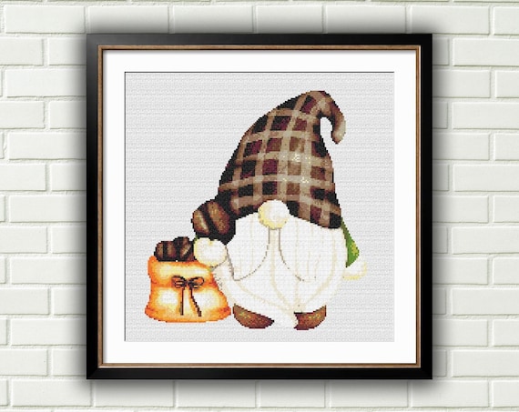 Watercolor Coffee Gnome Cross Stitch Pattern Coffee Love - Etsy