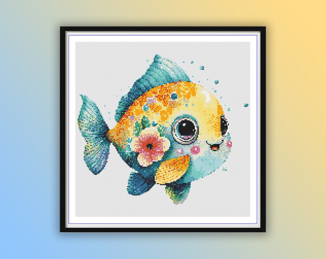 Adorable Watercolor Baby Fish Cross Stitch Pattern - Nursery Decor ...