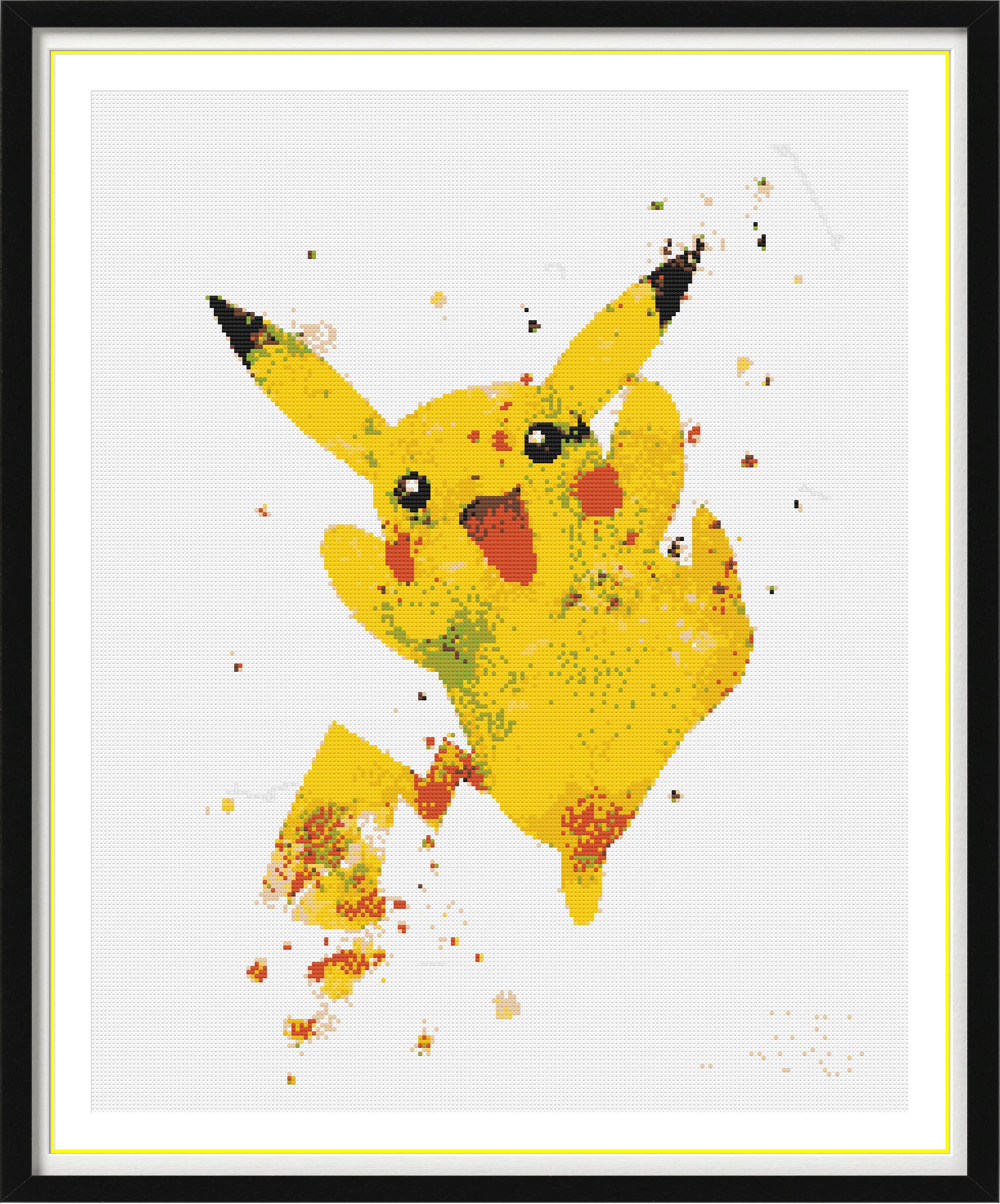 Watercolor Pikachu Pokemon Counted Cross Stitch PDF Pattern - Etsy