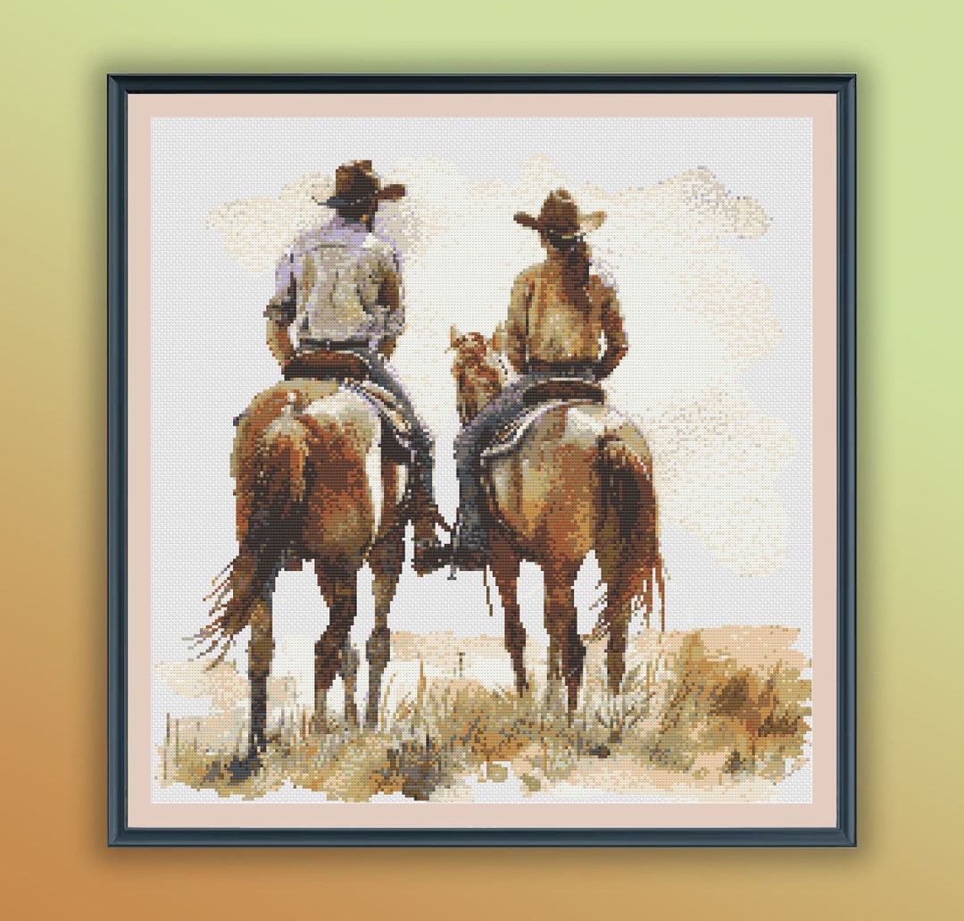 Western Watercolor Cowgirl & Cowboy Cross Stitch Pattern - PDF ...