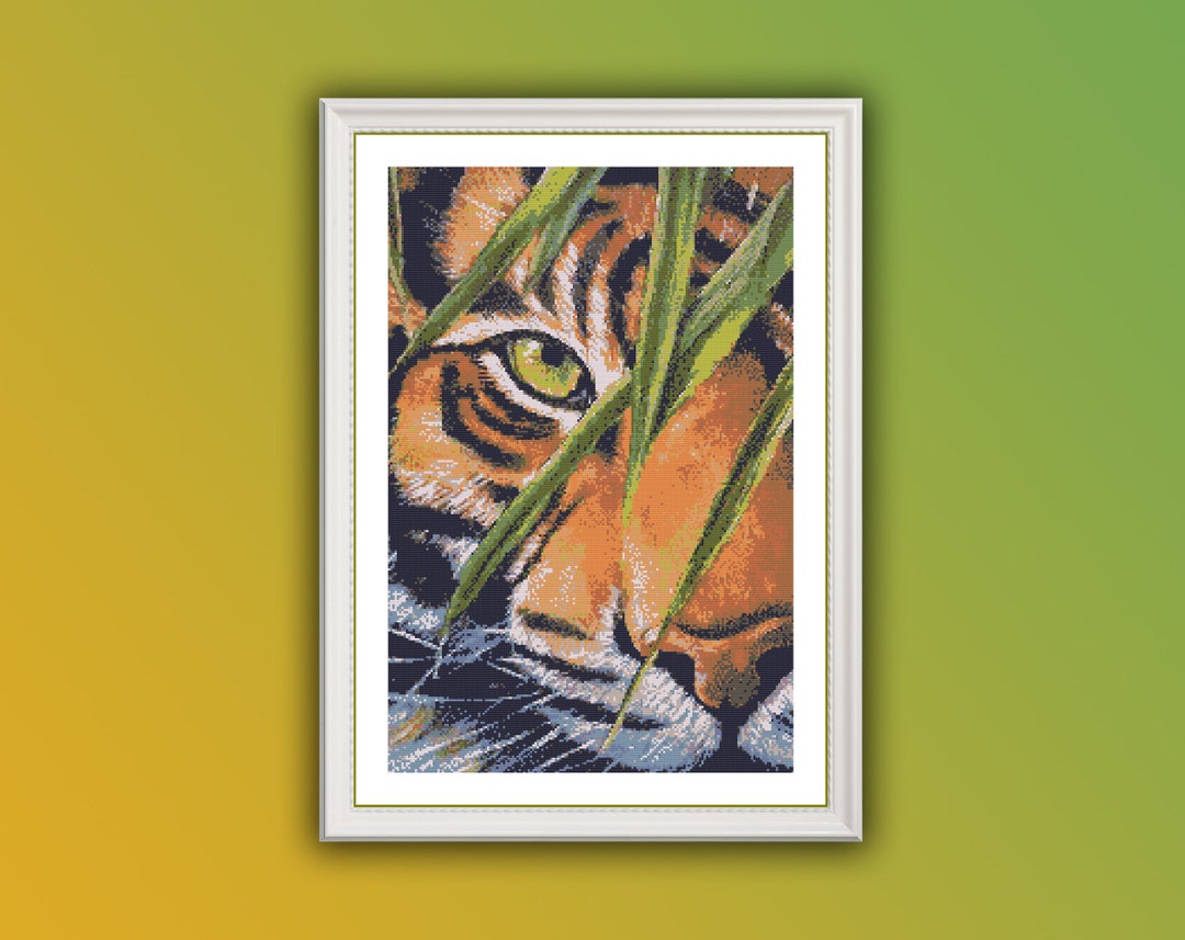 Jungle Tiger Counted Cross Stitch Pattern: Safari Wildlife Embroidery ...