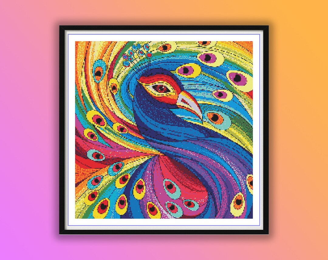 Watercolor Peacock Counted Cross Stitch PDF Pattern, Colorful Birds ...