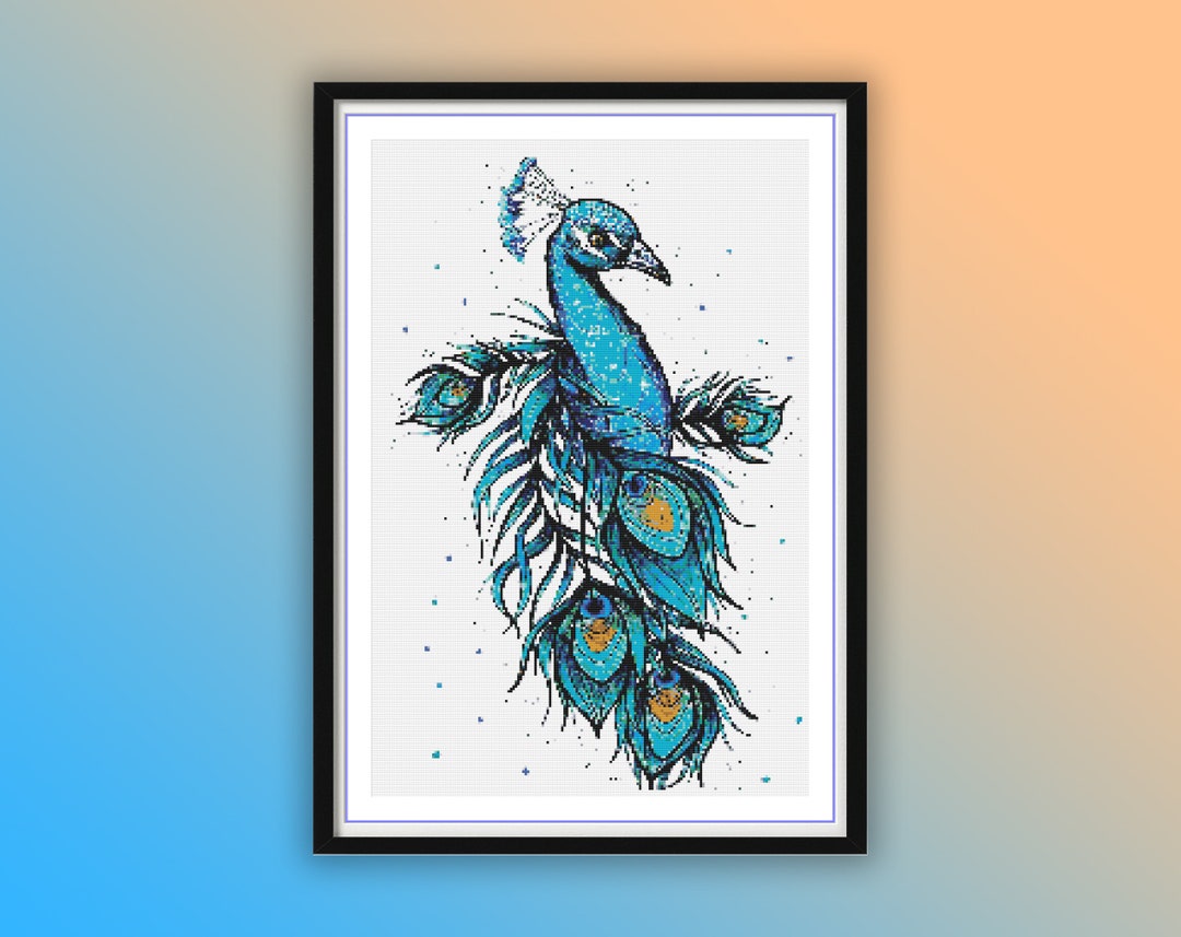 Watercolor Peacock Counted Cross Stitch PDF Pattern, Colorful Birds ...