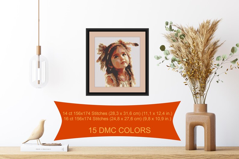 Watercolor Native American Girl Cross Stitch Pattern PDF - Vintage ...
