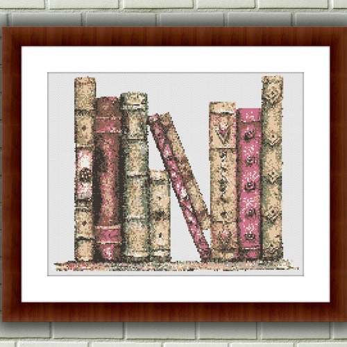 Watercolor Vintage Book and Flowers Counted Cross Stitch PDF - Etsy